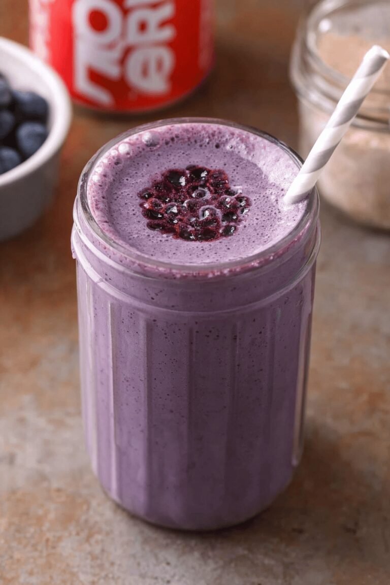 Simple Blueberry Protein Shake with Top Protein - spoonsway.com