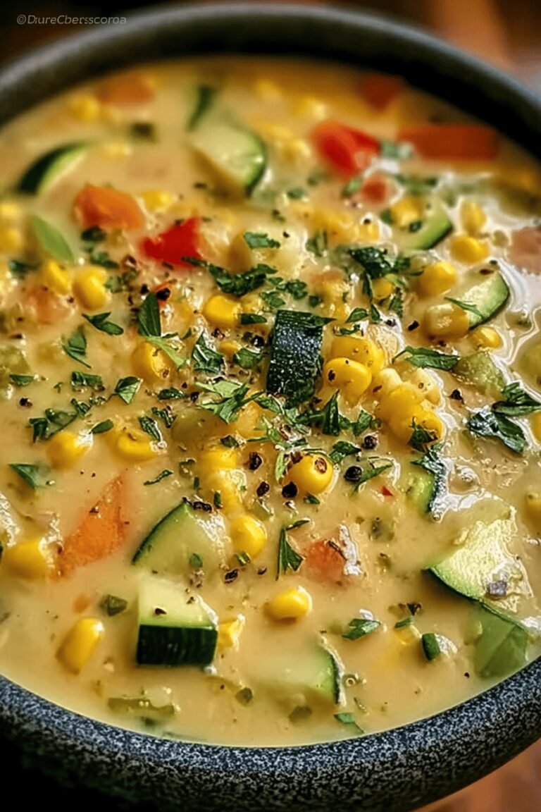 Creamy Summer Corn and Zucchini Chowder with Bacon - spoonsway.com