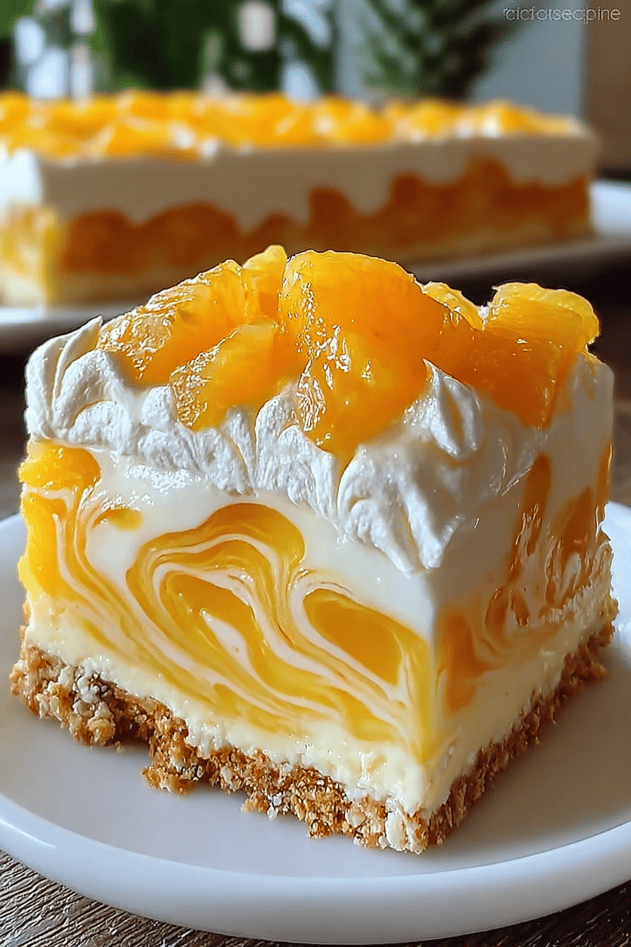 No-Bake Orange Pineapple Swirl Cheesecake Recipe - spoonsway.com