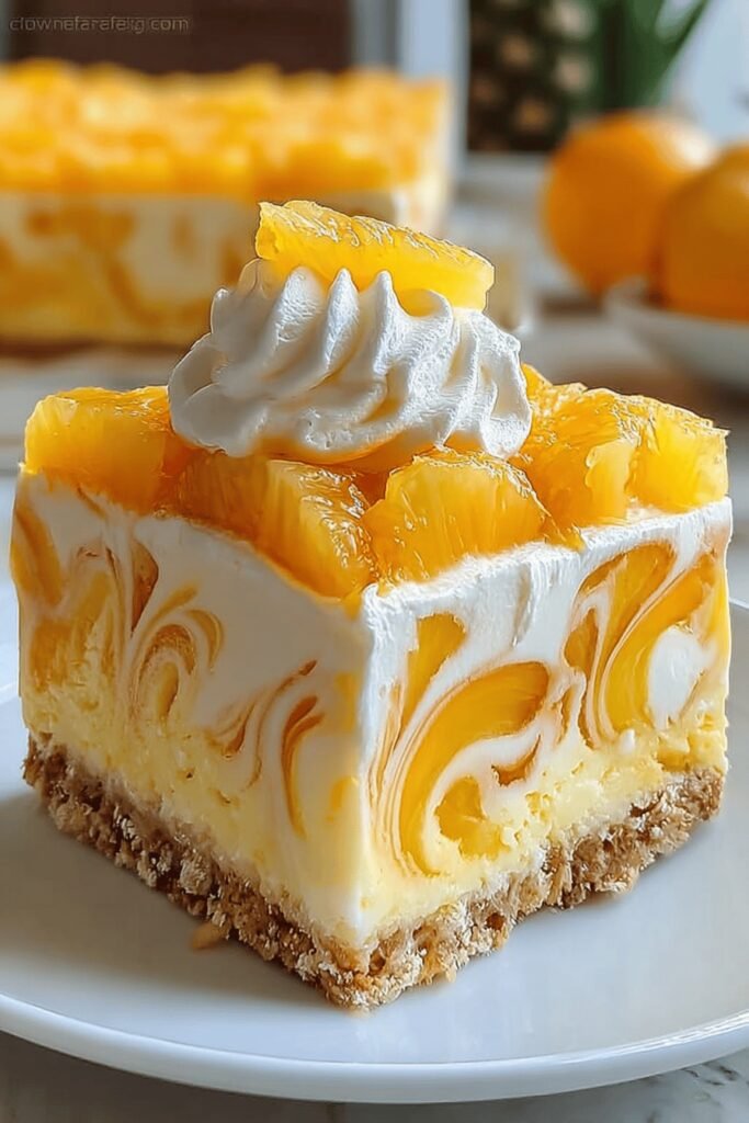 No-Bake Orange Pineapple Swirl Cheesecake Recipe - spoonsway.com